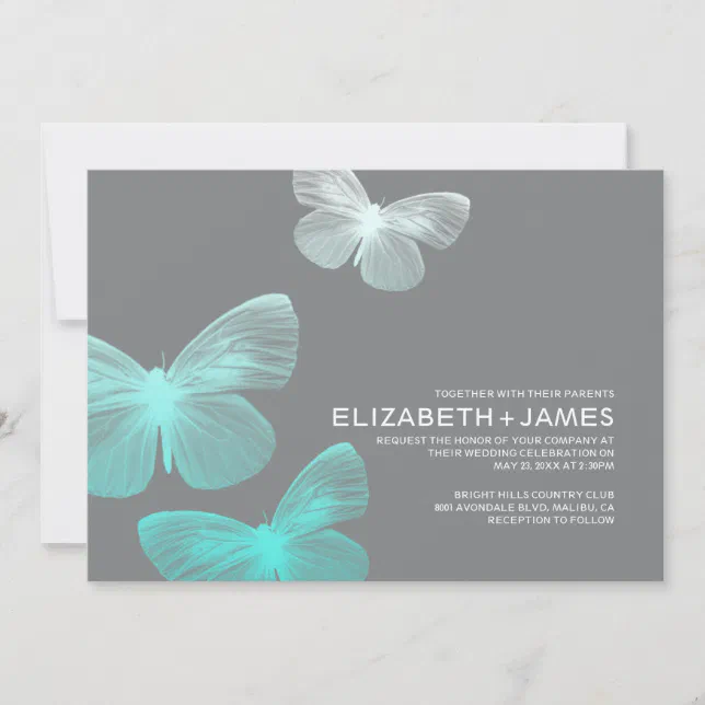 Modern Butterfly Wedding Invitations | Zazzle