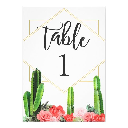 Modern Cactus and Floral Table Number Card | Zazzle.com