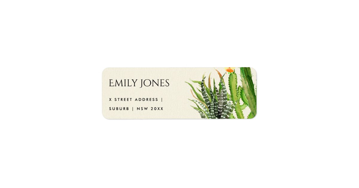 MODERN CACTUS FLORAL GARDEN WATERCOLOR ADDRESS LABEL | Zazzle