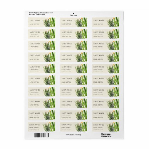 MODERN CACTUS FLORAL GARDEN WATERCOLOR ADDRESS LABEL | Zazzle