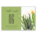 MODERN CACTUS FLORAL GARDEN WATERCOLOR TABLE NUMBER | Zazzle
