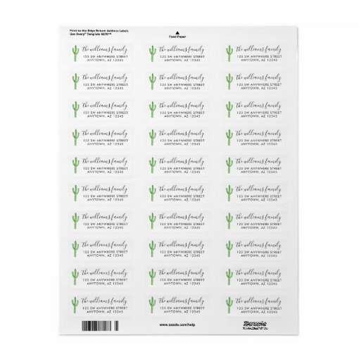 Modern Cactus Script Return Address Label | Zazzle