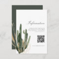 Modern Cactus Wedding Information QR Code card | Zazzle