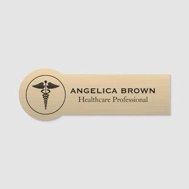 Modern Caduceus Symbol Medical Healthcare Name Tag | Zazzle
