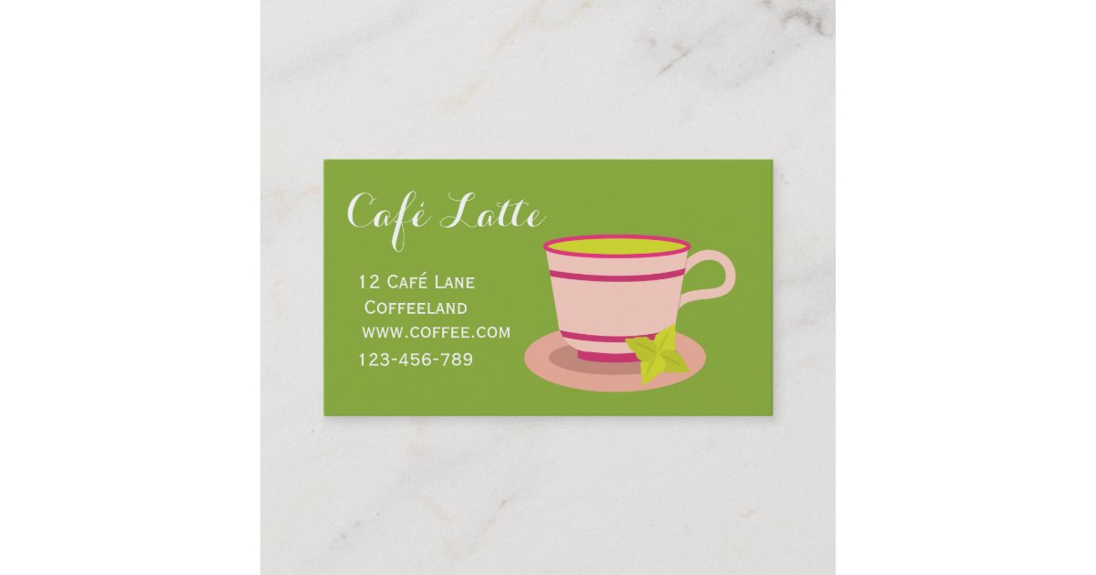 Modern cafe tea shop teacup mint tea business card | Zazzle