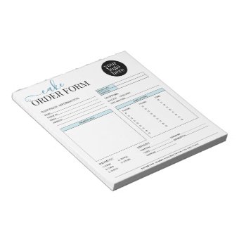 Modern Cake Cupcake Bakery Blue Order Form Notepad | Zazzle