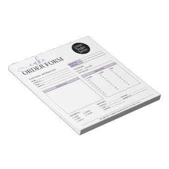 Modern Cake Cupcake Bakery Purple Order Form Notepad | Zazzle