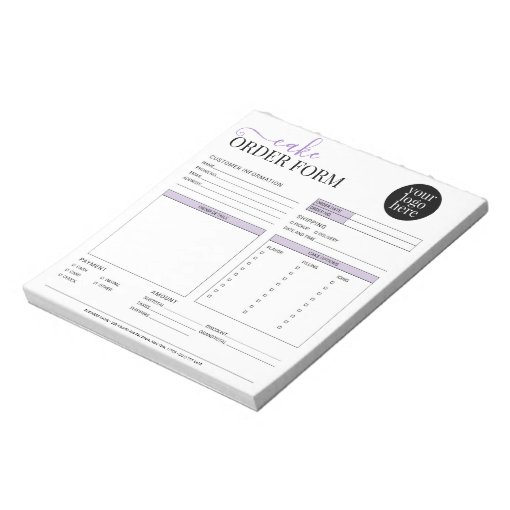 Modern Cake Cupcake Bakery Purple Order Form Notepad | Zazzle