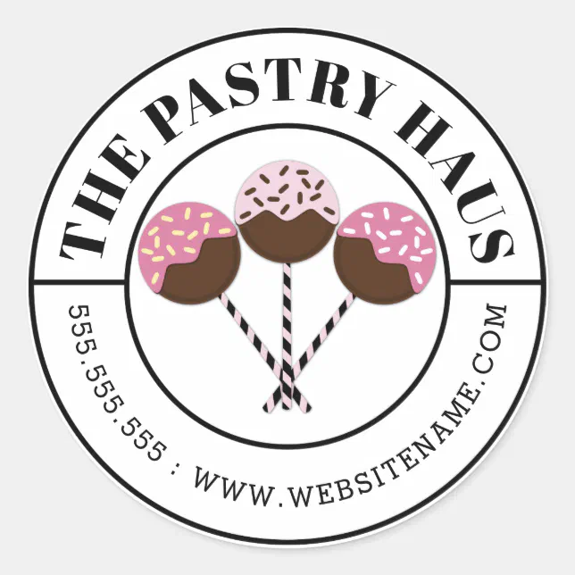 Modern Cake Pops Curved Text Classic Round Sticker | Zazzle