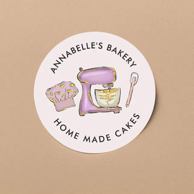 Modern Cakes & Sweets Cupcake Home Bakery Classic Round Sticker | Zazzle