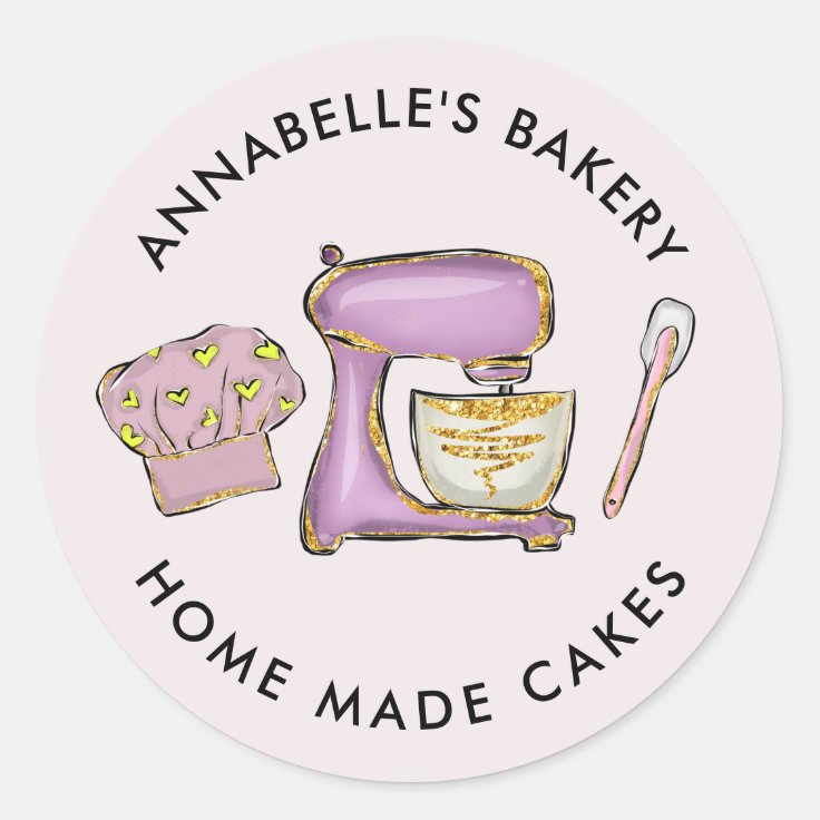 Modern Cakes & Sweets Cupcake Home Bakery Classic Round Sticker | Zazzle