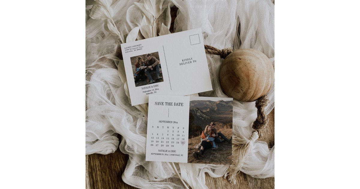 Modern Calendar Save The Date Photo Postcard | Zazzle