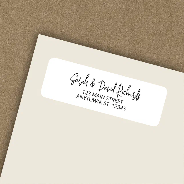 Modern Calligraphic Script White Return Address Label | Zazzle