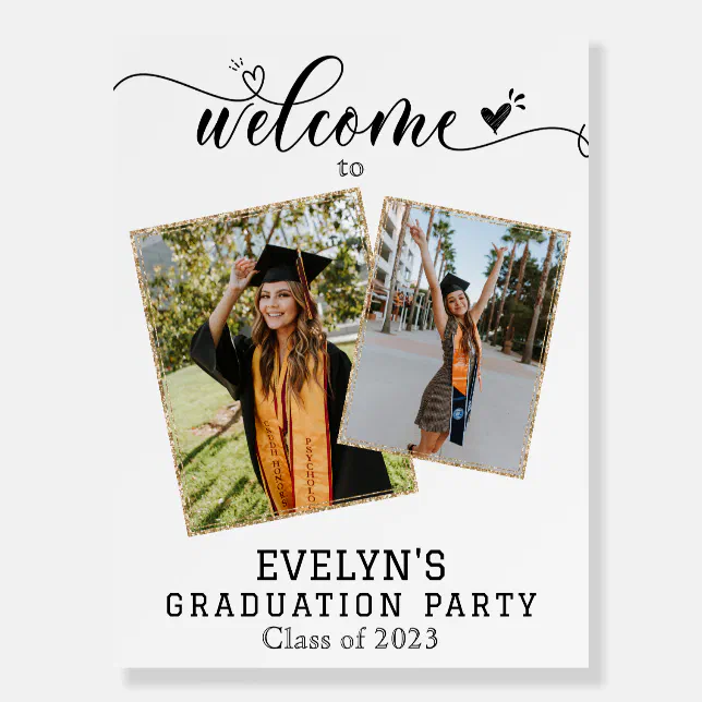 Modern Calligraphy 2 Photo Graduation Welcome Foam Board | Zazzle
