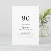 Modern Calligraphy 80th Birthday Party Invitation | Zazzle