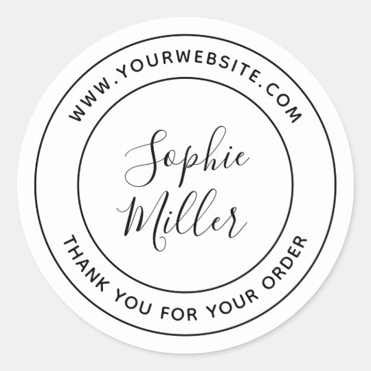 Modern Calligraphy Add Your Company Brand Name Classic Round Sticker ...