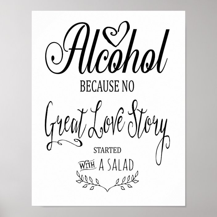 Modern calligraphy Alcohol bar sign print | Zazzle.com
