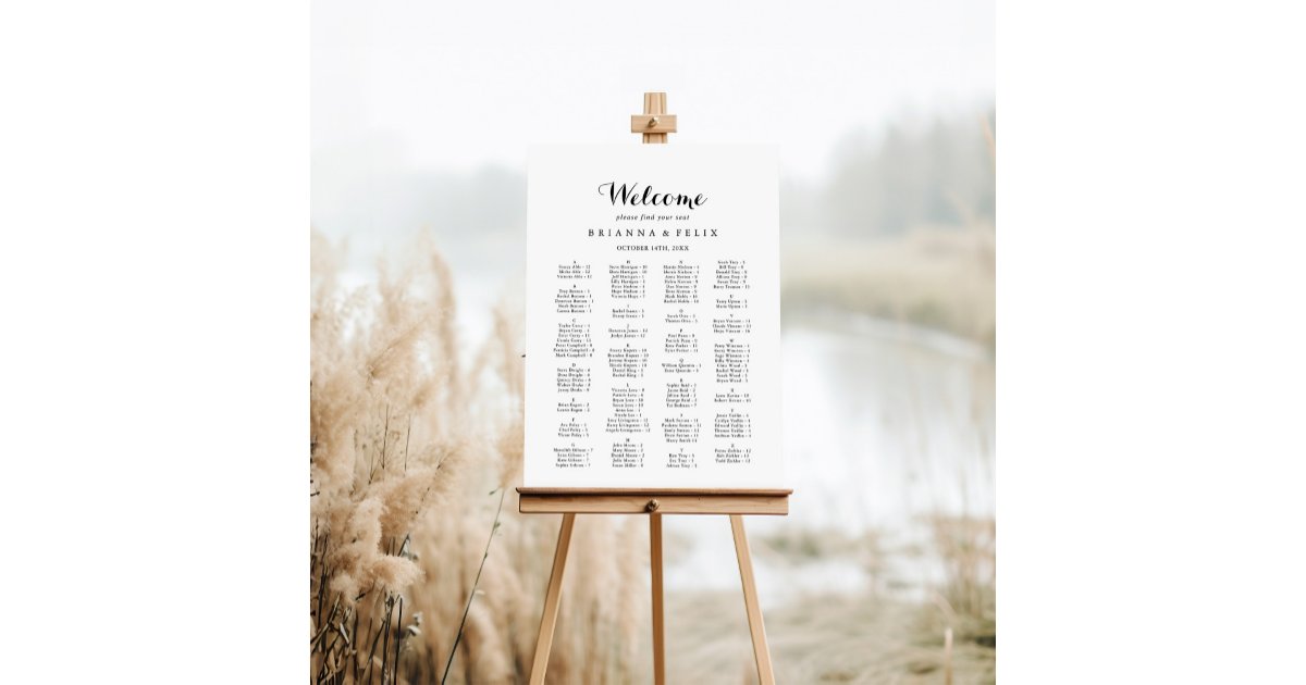Modern Calligraphy Alphabetical Seating Chart | Zazzle