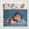 Modern Calligraphy Baby Boy Photo Collage Birth Announcement | Zazzle