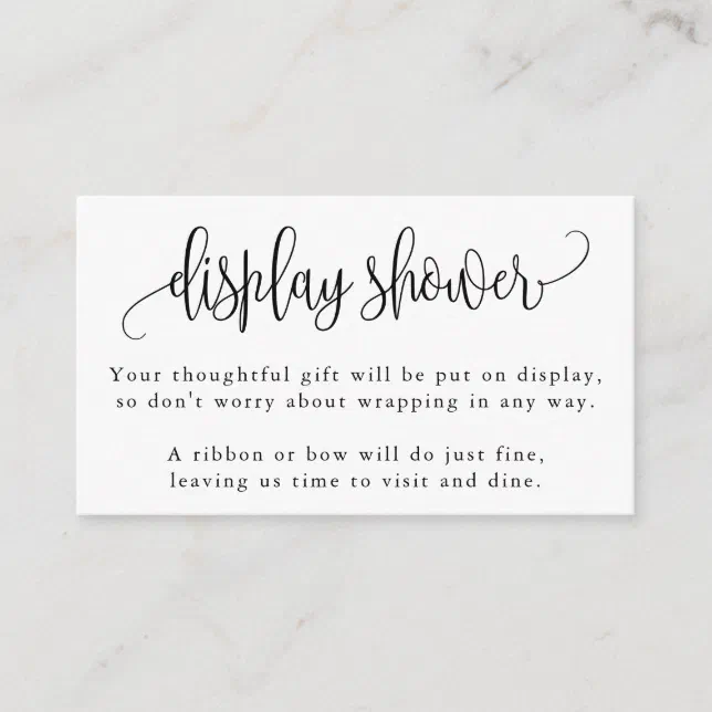 Modern Calligraphy Black and White Display Shower Enclosure Card | Zazzle