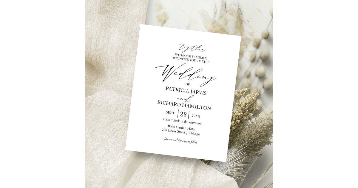 Modern Calligraphy Budget Wedding Invitations Flyer | Zazzle