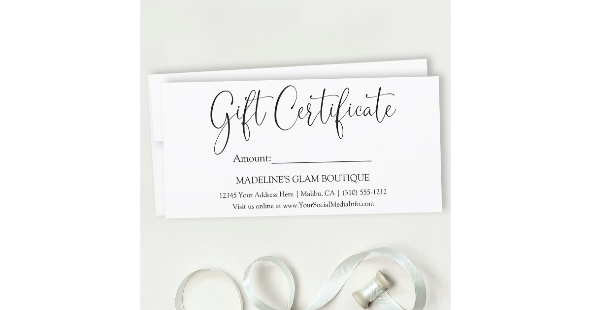 Modern Calligraphy Business Gift Certificate | Zazzle