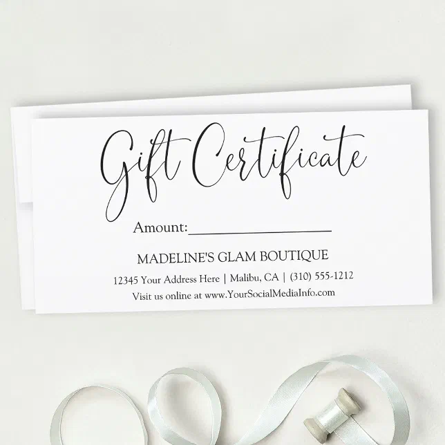 Modern Calligraphy Business Gift Certificate | Zazzle