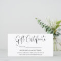 Modern Calligraphy Business Gift Certificate | Zazzle