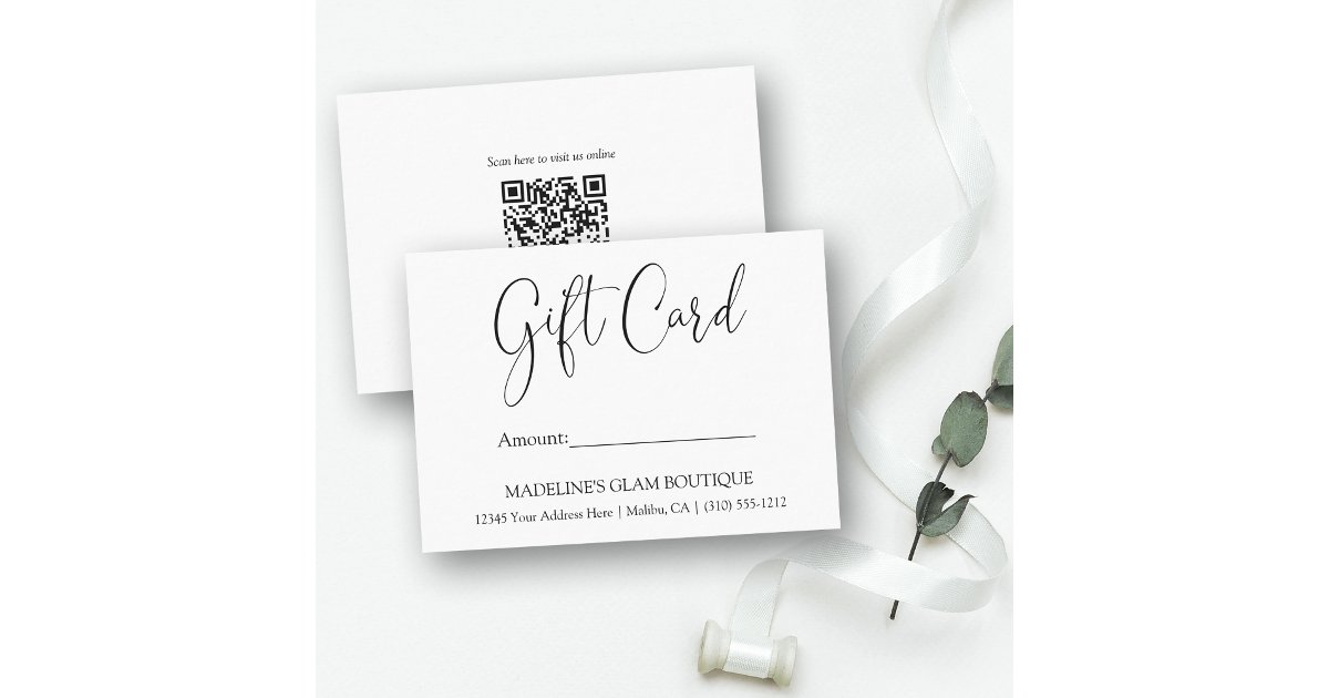 Modern Calligraphy Business QR Code Gift Card | Zazzle