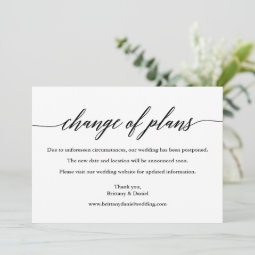 Modern Calligraphy Change of Plans Wedding Card | Zazzle