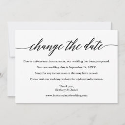 Modern Calligraphy Change The Date New Date Card | Zazzle