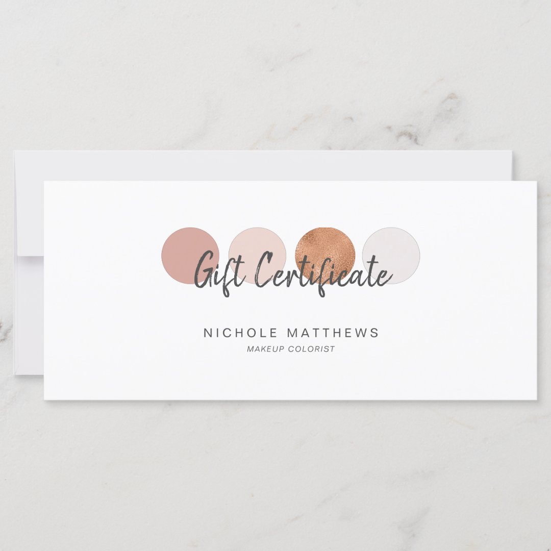 Modern Calligraphy Color Palette Gift Certificate Card | Zazzle