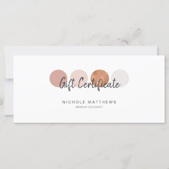 Modern Calligraphy Color Palette Gift Certificate Card | Zazzle