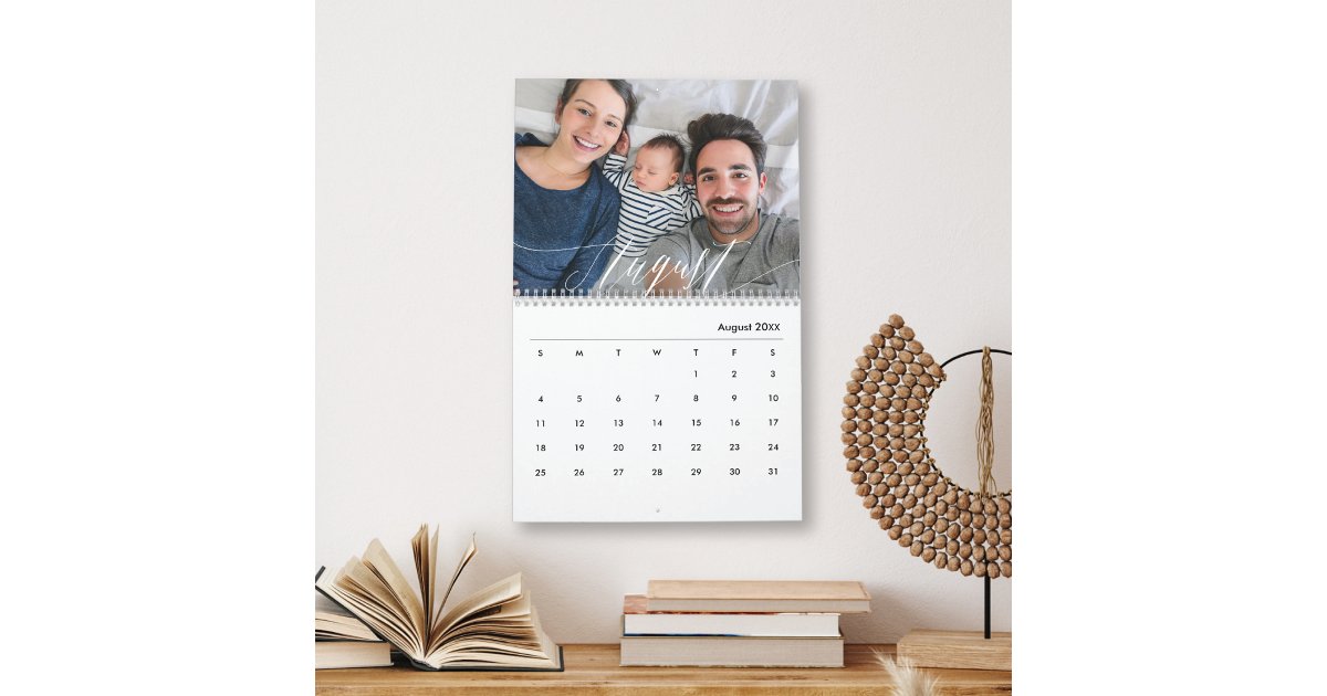 Modern Calligraphy CUSTOMIZABLE COLOR Script Photo Calendar | Zazzle