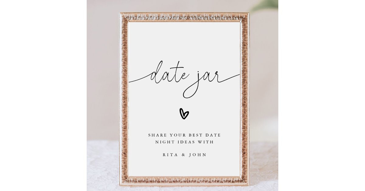 Modern Calligraphy Date Jar Ideas Wedding Sign | Zazzle