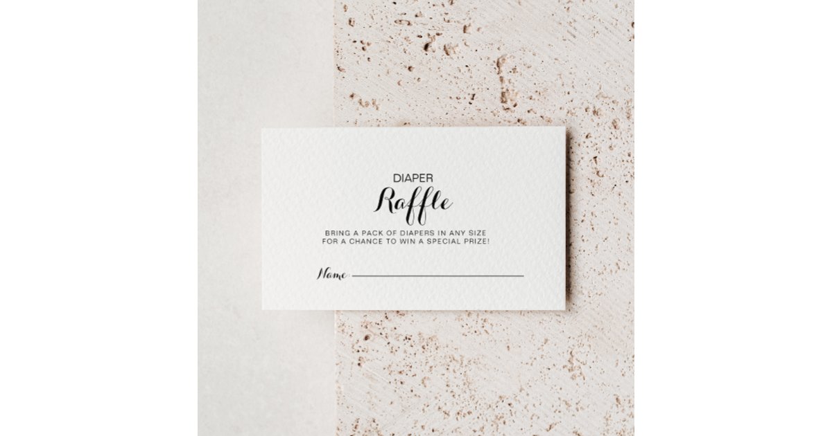 Modern Calligraphy Diaper Raffle Ticket Enclosure Card | Zazzle