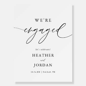 Modern Calligraphy Engagement Party Engaged Sign | Zazzle