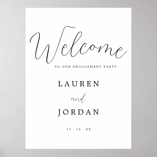 Modern Calligraphy Engagement Party Welcome Sign | Zazzle