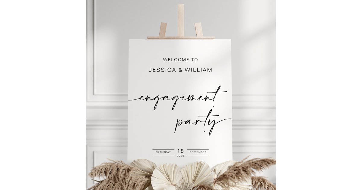 Modern Calligraphy Engagement Party Welcome Sign | Zazzle
