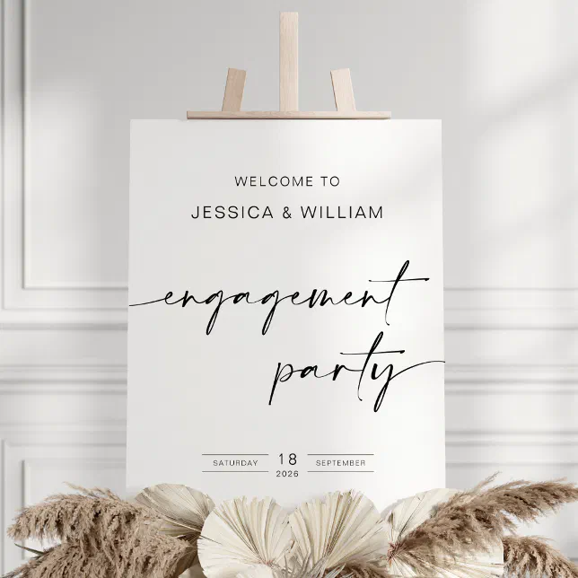 Modern Calligraphy Engagement Party Welcome Sign | Zazzle