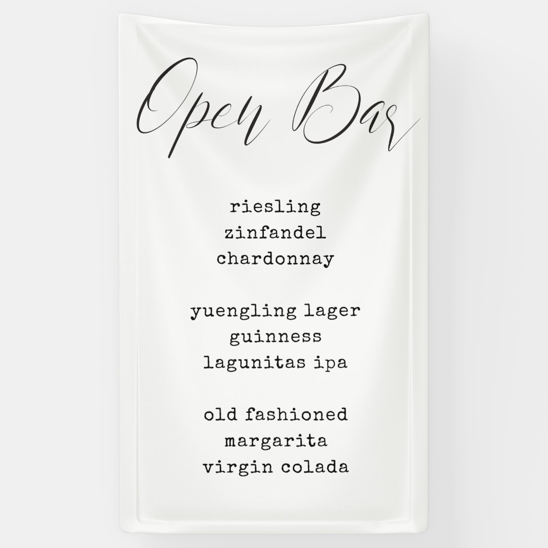 Modern Calligraphy Fabric Bar Menu Wedding Sign | Zazzle