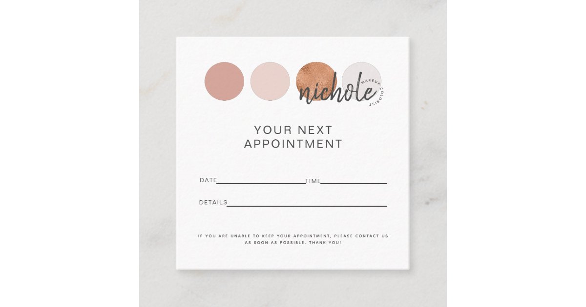 Modern Calligraphy Feminine Makeup Artist Appointment Card | Zazzle