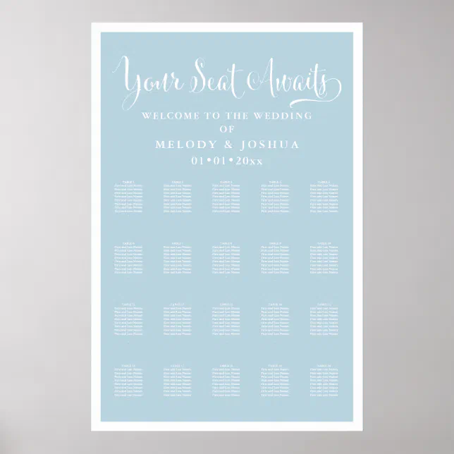 Modern Calligraphy Font DIY color Dusty Blue Poster | Zazzle