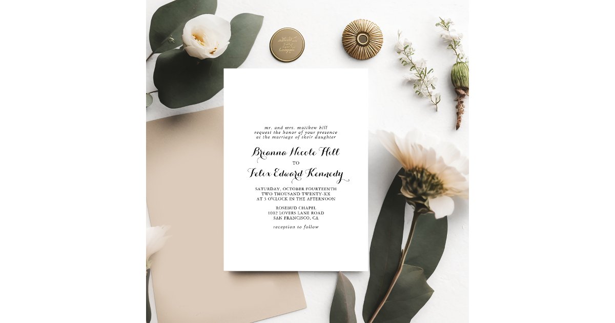 Modern Calligraphy Formal Wedding Invitation | Zazzle