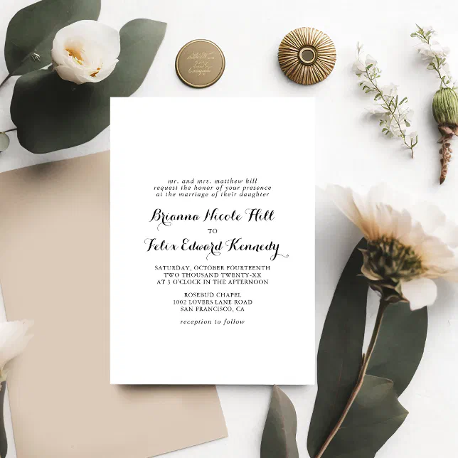 Modern Calligraphy Formal Wedding Invitation | Zazzle
