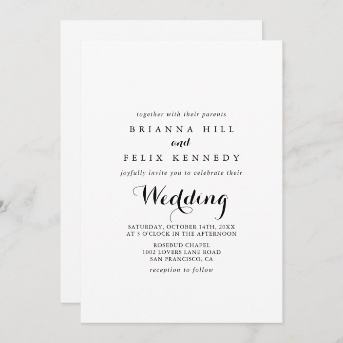 Modern Calligraphy Front & Back Wedding Invitation | Zazzle.com