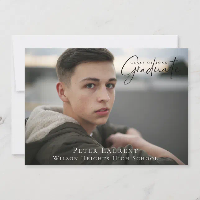 Modern Calligraphy Graduation Photo Announcement | Zazzle