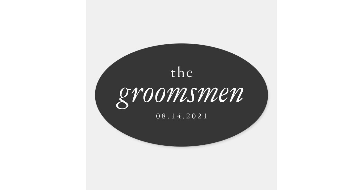Modern Calligraphy Groomsmen Wedding Oval Sticker | Zazzle