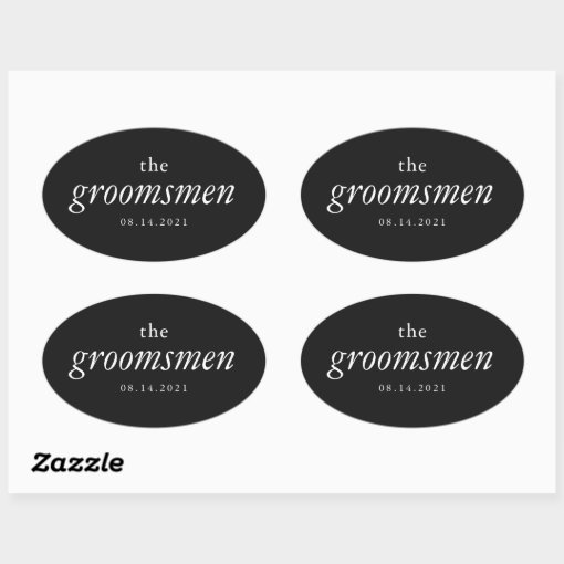 Modern Calligraphy Groomsmen Wedding Oval Sticker | Zazzle