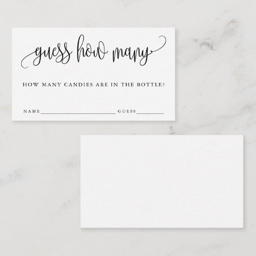 Modern Calligraphy Guess How Many Game Card | Zazzle